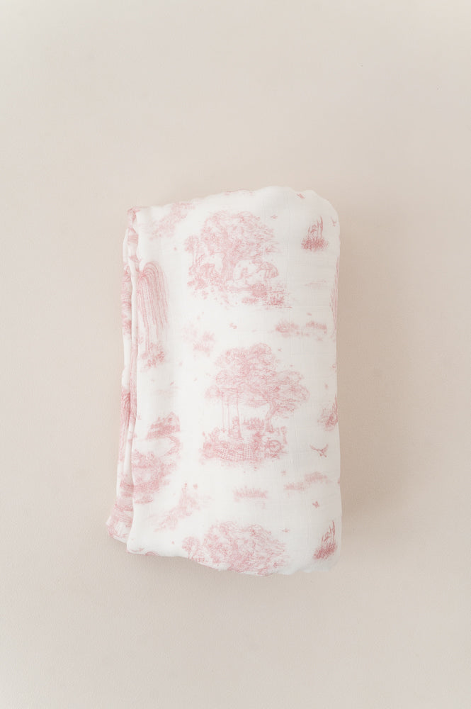 Spring Toile Pink Bamboo Baby Blanket | The Gilded Bird