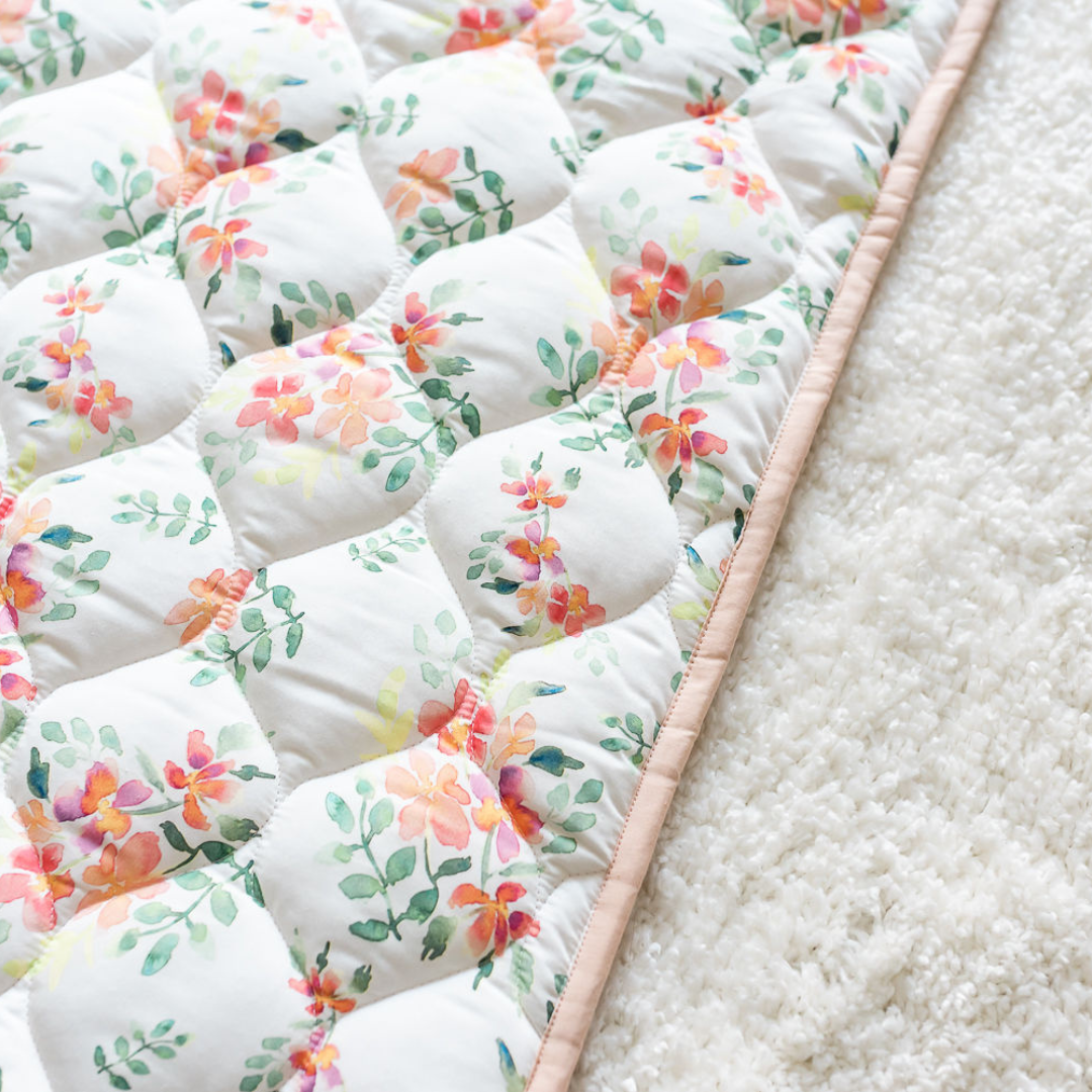 Pretty Stems Quilted Playmat - Organic Cotton Baby Playmat – The Gilded ...