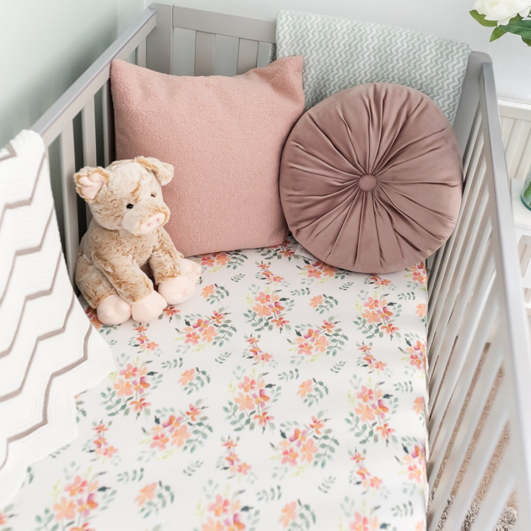 Pretty Stems Fitted Cot Sheet | The Gilded Bird | Cot Fitted Sheet